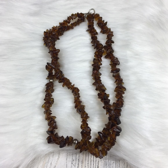 Jewelry | Double Strand Brown Stone Chip Necklace | Poshmark